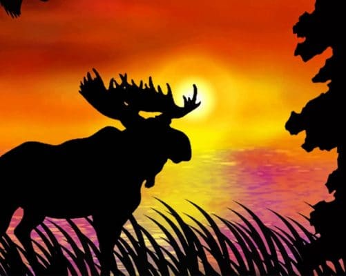 Moose Silhouette - Animals Paint By Numbers - Num Paint Kit