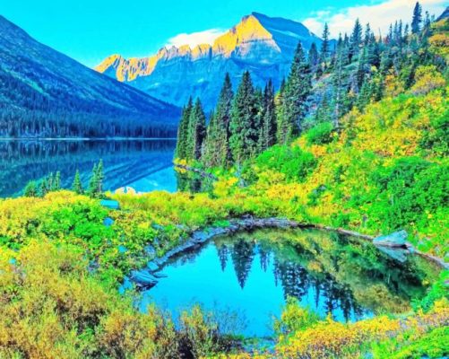 Mountain Scenery Glacier National Park - Nature Paint By Numbers - Num ...