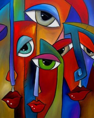Colorful Faces Art - Abstracts Paint By Numbers - Num Paint Kit
