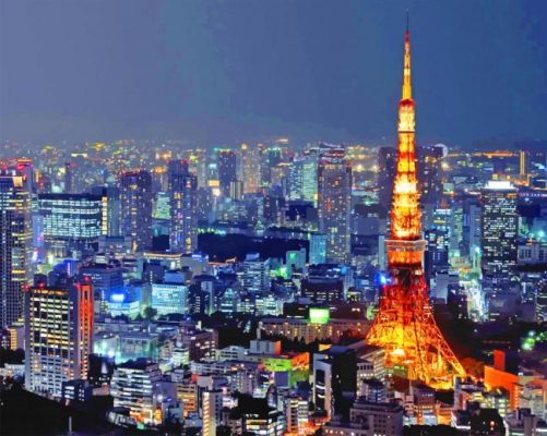 Japan Tokyo Tower - Cities Paint By Numbers - Num Paint Kit