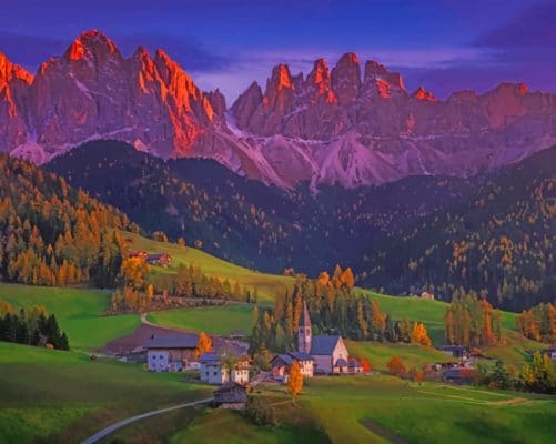 Italian Alps - Landscapes Paint By Numbers - Num Paint Kit