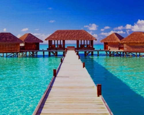 Boardwalk To The Bungalows - Seascapes Paint By Numbers - Num Paint Kit