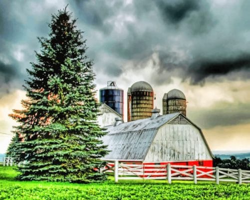 American Country Barn - Landscapes Paint By Number - Num Paint Kit