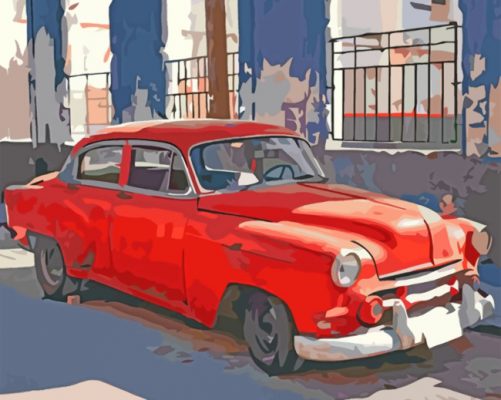 Red Antique Car - Paint By Number - Num Paint Kit