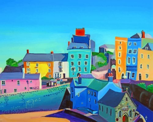Tenby Houses - Paint By Number - Num Paint Kit