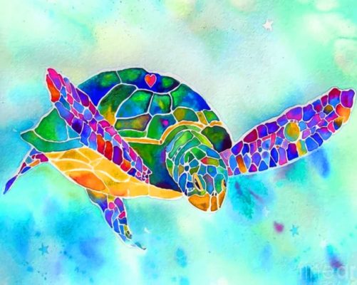 Colorful Turtle - Paint By Numbers - Num Paint Kit