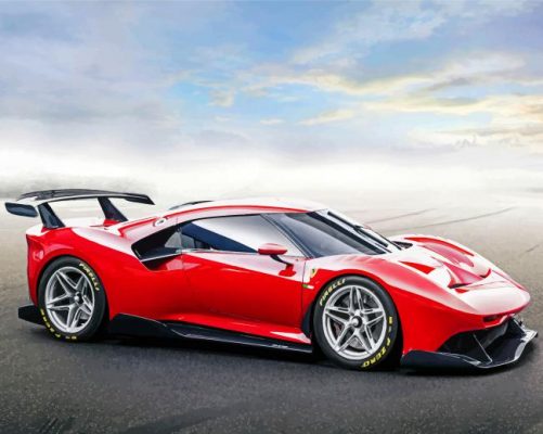 Red Ferrari Race Car - Paint By Number - Num Paint Kit