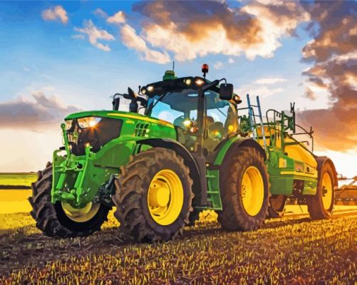 Aesthetic Green Tractor - Paint By Number - Num Paint Kit