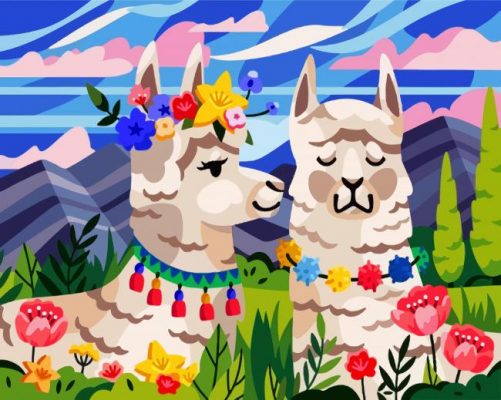 Cute Llamas - Paint By Number - Num Paint Kit