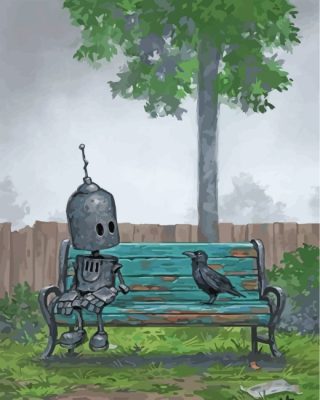 Robot And His New Friend - Paint By Number - Num Paint Kit