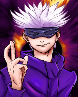 Gojo Satoru Japanese Anime - Paint By Numbers - Num Paint Kit