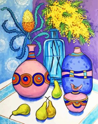 Still Life With Wattle And Banksia - Paint By Numbers - Num Paint Kit