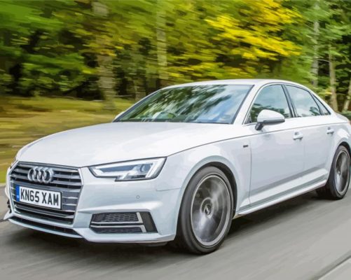 White Audi A4 - Paint By Number - Num Paint Kit