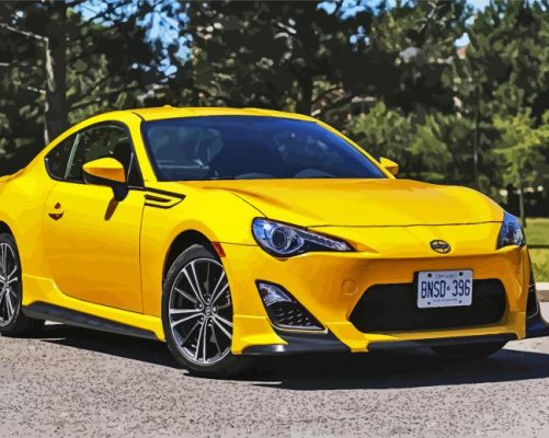Yellow Scion Car - Paint By Number - Num Paint Kit