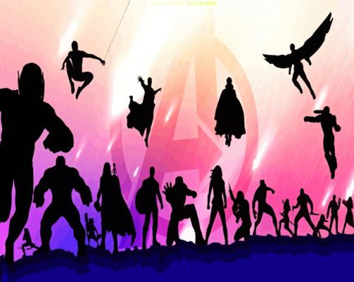 Avengers Marvel Silhouette - Paint By Numbers - Num Paint Kit