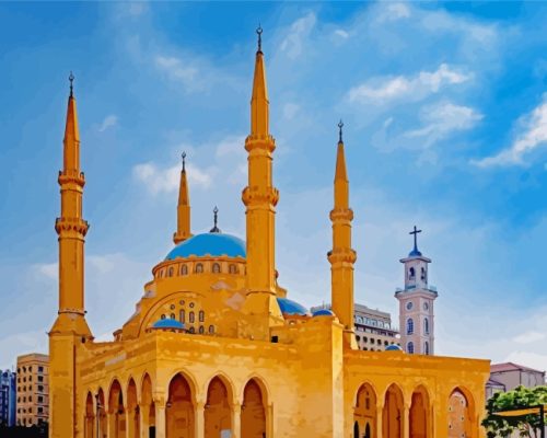 Beirut Mosque - Paint By Numbers - Num Paint Kit