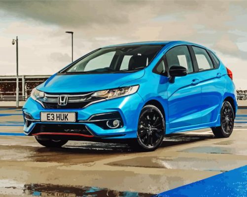 Blue Honda Jazz Car - Paint By Number - Num Paint Kit