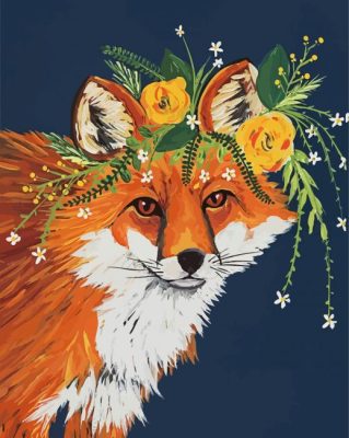 Floral Fox - Paint By Numbers - Num Paint Kit